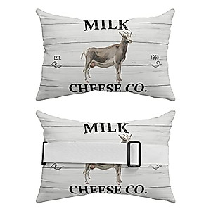 Recliner Head Pillow Ledge Loungers Chair Pillows with Insert Farm Animal Sheep Rustic Wood Grain Lumbar Pillow with Adjustable Strap Outside Patio Decorative Garden Cushion for Bench Couch, 2 PCS