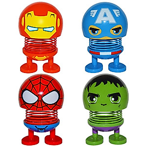 SciencePurchase Super Bobblehead Collection - Includes 4 Cool Bobbleheads - Car Decoration - Cute Interior Decor Toy Figure Party Favor Dashboard Ornaments