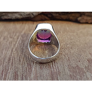 Mens Women Ring, Watermelon Tourmaline Ring, Signet Ring, 925 Solid Sterling Silver Ring, Tourmaline Quartz Ring, Bohemian Ring, Handmade Ring, Gift Ring (925 Solid Silver, 10.25)