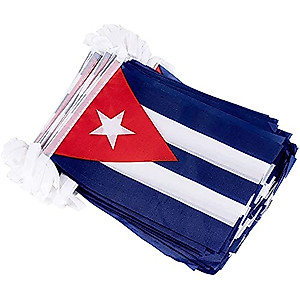 Juvale Cuban String Flags - 100-Piece Pennant Banner Hanging Decoration, Cuba Flag Garland for Indoor Outdoor Display, 5.75 x 8 Inches, 82 Feet Total Length