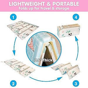 Bammax X-Large Waterproof Foam Padded Baby Play Mat | Reversible & Foldable | Safe & Thick Baby Foam Play Mat | 70" x 78" | Use as Baby Crawling Mat or Kids Play Mat for Floor | Includes Travel Bag