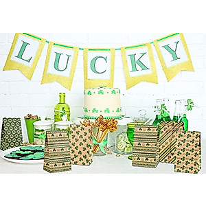 Whaline 60 Pack St. Patrick's Day Paper Gift Bags Kraft Shamrock Candy Treat Bags 6 Design Rustic Irish Flat Party Favor Bag Goodie Present Bag for Party Snack Cookie Craft Gift Wrapping Supplies