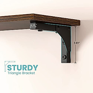 EZFurni Floating Shelves Wood for Wall,Set of 3 Rustic Floating Shelves for Storage,Wider Shelving Wall Mounted for Kitchen, Bedroom, Bathroom,Brown