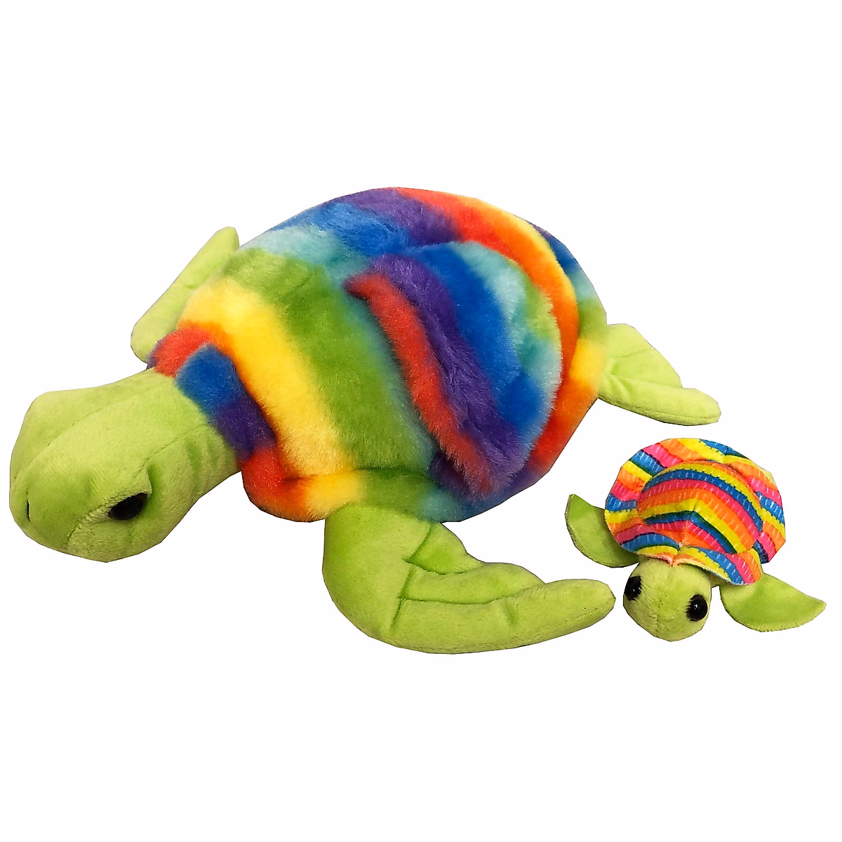 Fun Stuff Rainbow Sea Turtle Stuffed Animals – 18-inch Stuffed Turtle with Baby Sea Turtle Plush – Plush Turtles | Sea Turtle Stuffed Animal
