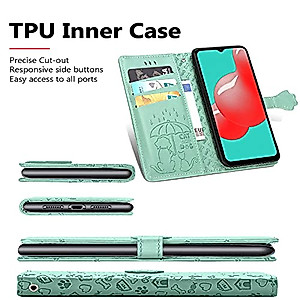 ONV Wallet Case for Oppo Realme 7 Pro - Sparkly Cute Animal Leather Folio Cover + Strap Card Holder Anti-Shock Kickstand Magnet Flip Case for Oppo Realme 7 Pro [MG] -Green