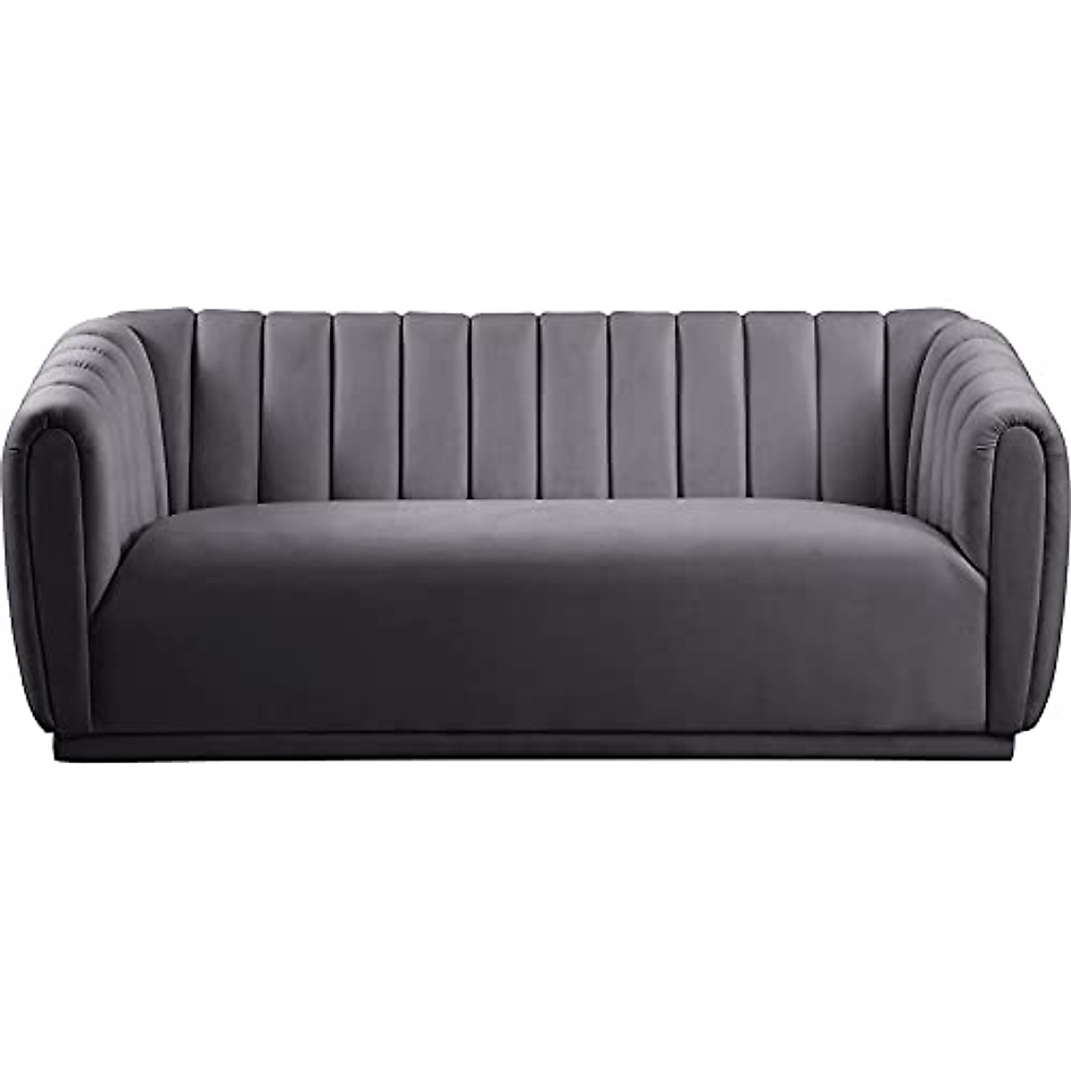 Meridian Furniture 674Grey-S Dixie Collection Modern | Contemporary Velvet Upholstered Sofa with Deep Channel Tufting, 84" W x 37" D x 32.5" H, Grey