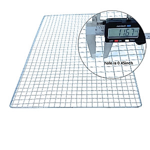 portable campfire barbecue grill wire mesh rack mat grate for stove charcoal, Rectangular, 17.7 inch , Stainless steel color