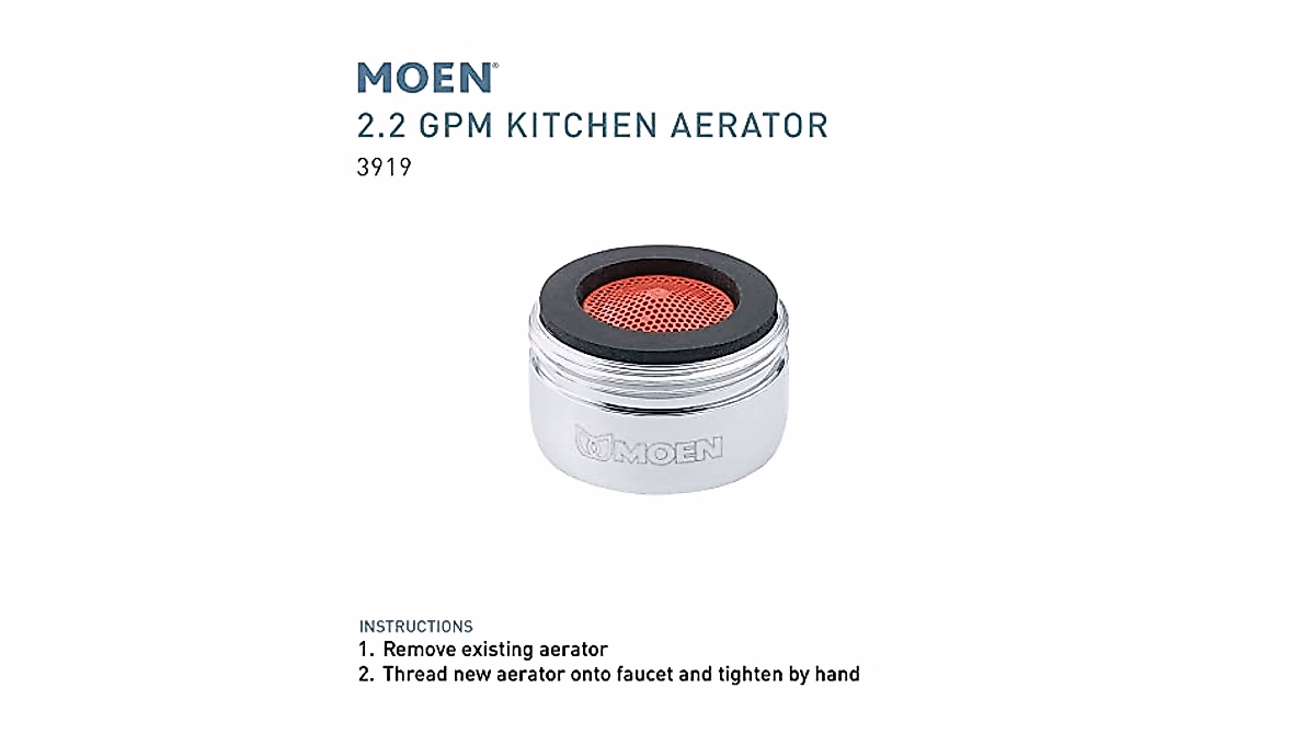 Moen 3919 2.2 GPM Kitchen Faucet Aerator Chrome | Easy Replacement
