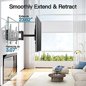 PERLESMITH Full Motion TV Wall Mount for 50”-90” TVs, TV Mount Bracket Dual Articulating Arms Swivel Extension tilt up to 165lbs, Max VESA 800x400mm, Fits 16”18” to 24" Studs, PSXFK1