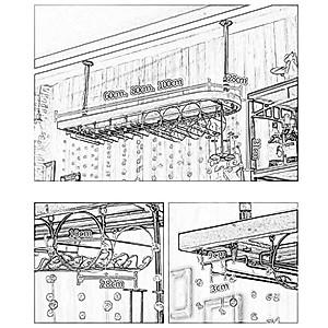 Solid Wood Bar Counter Wine Glass Frame Rack Hanging High Cup Holder Red Upside Down Decoration J1127, PIBM, Copper, 80cm*28cm*31cm