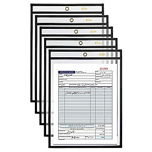 Shop Ticket Holders, 9 x 12 Inches, Both Sides Clear, Stitched Black Edge Trim, by Better Office Products, 25 Pack