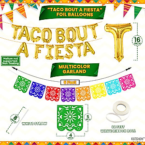 KatchOn, 30 PCS Taco Bout A Fiesta Decorations - Mexican Party Decorations | Mexican Banner, Taco Balloons | Fiesta Balloons for Fiesta Party Decorations, Taco Decorations | Taco Party Decorations