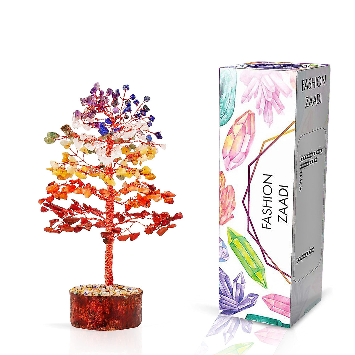 7 Chakra Crystal - Crystal Tree - Gem Tree - Chakra Decor - Spiritual Gifts - Crystal Money Tree - Crystal Gifts, Feng Shui Decor - Home Déco Gifts, Spiritual Decor, Meditation Decor, 10 Inch