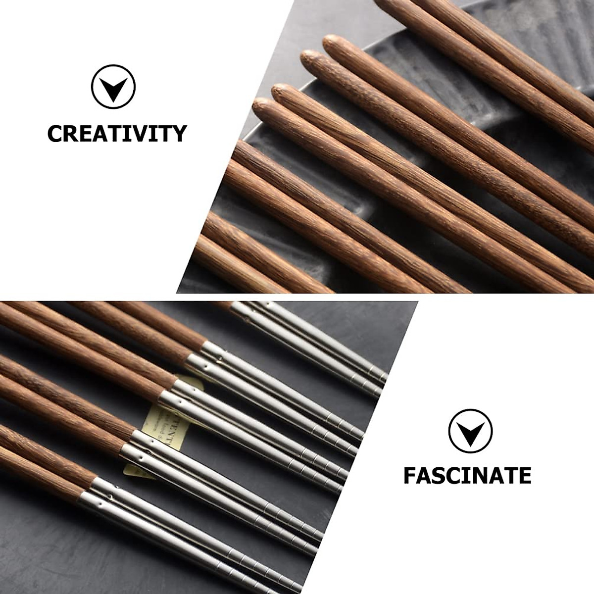 Hemoton Metal Chopsticks 5 Pairs Sushi Chopsticks Sashimi Chopsticks Stainless Steel Japanese Chopsticks with Wood Handle Chef Traditional Garnishing Plating Tweezers Gifts Sets