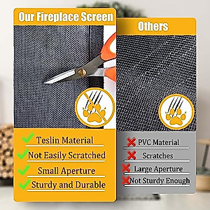 TOHONFOO Fireplace Screen - Teslin Mesh Fireplace Cover - Fireplace Cover Baby Proof to Prevent Baby and Pet Near Idle Fireplace - Fireplace Screen Safety Cover - 29 x 40 inch
