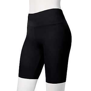 HATOPANTS Women Biker Shorts Buttery Soft High Waist Mid Thigh Short Pants Black L