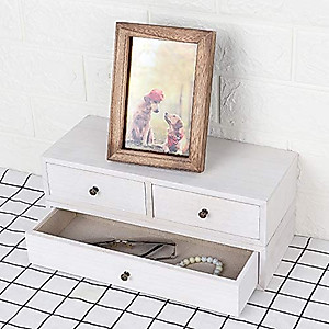 Emfogo Floating Shelf with Drawer Small Rustic Wood Wall Shelves for Storing and Displaying Multiuse Shelf Pack of 2