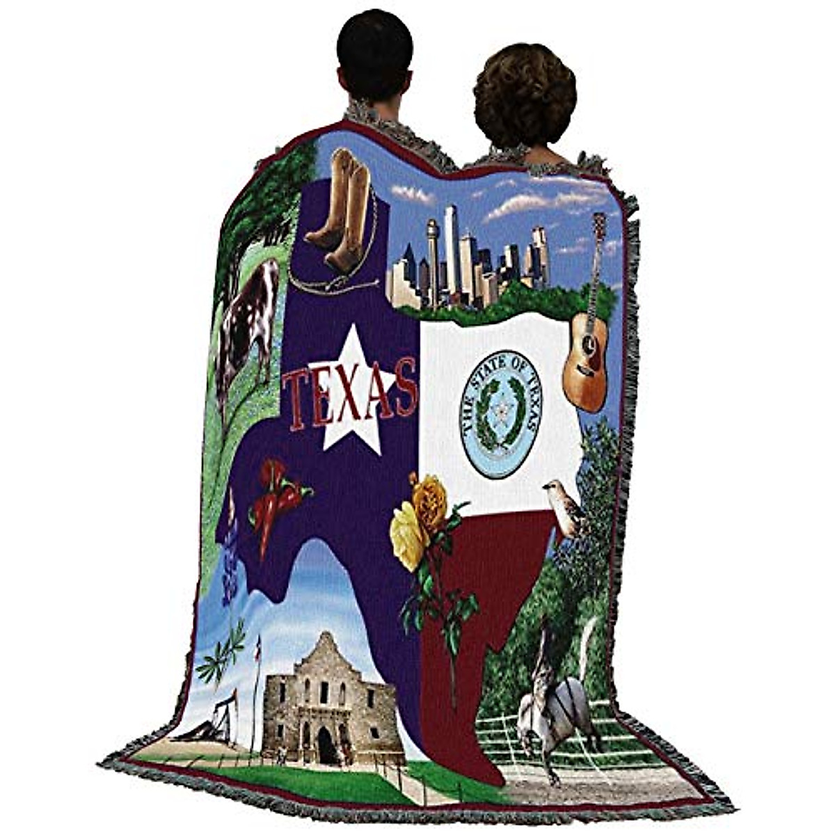 Pure Country Weavers State of Texas Blanket - Gift Tapestry Throw Woven from Cotton - Made in The USA (72x54)