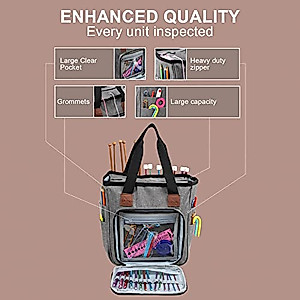 Looen Yarn Knitting Storage Tote-Large Capacity Crochet Organizer Portable Travel Bag With Shoulder Strap Crochet Hooks Case for Unfinished Bulk Project