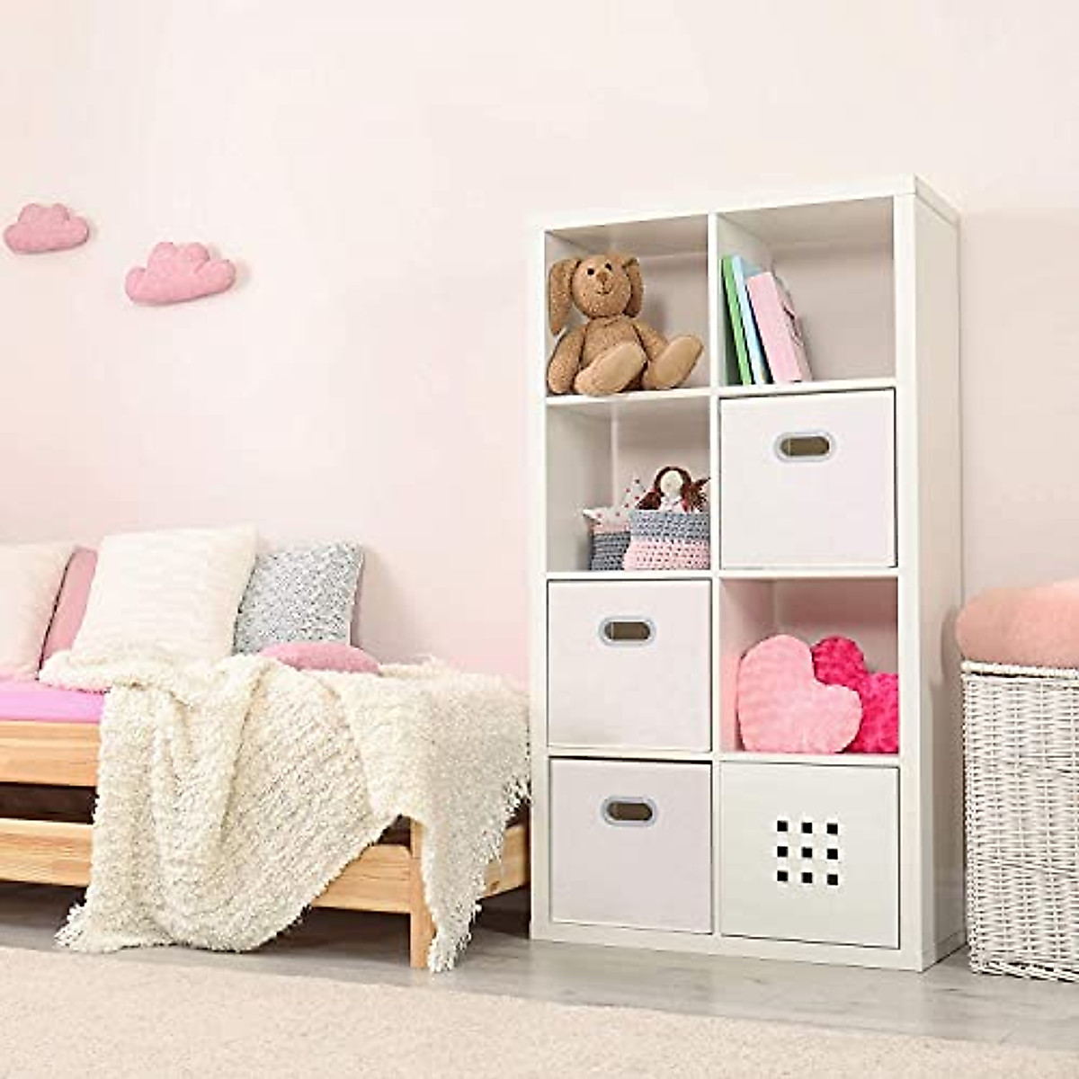 MaidMAX Storage Bins 12x12x12, for Home Organization and Storage, Toy Storage Cube, Closet Organizers and Storage, with Dual Plastic Handles, Beige, Set of 6