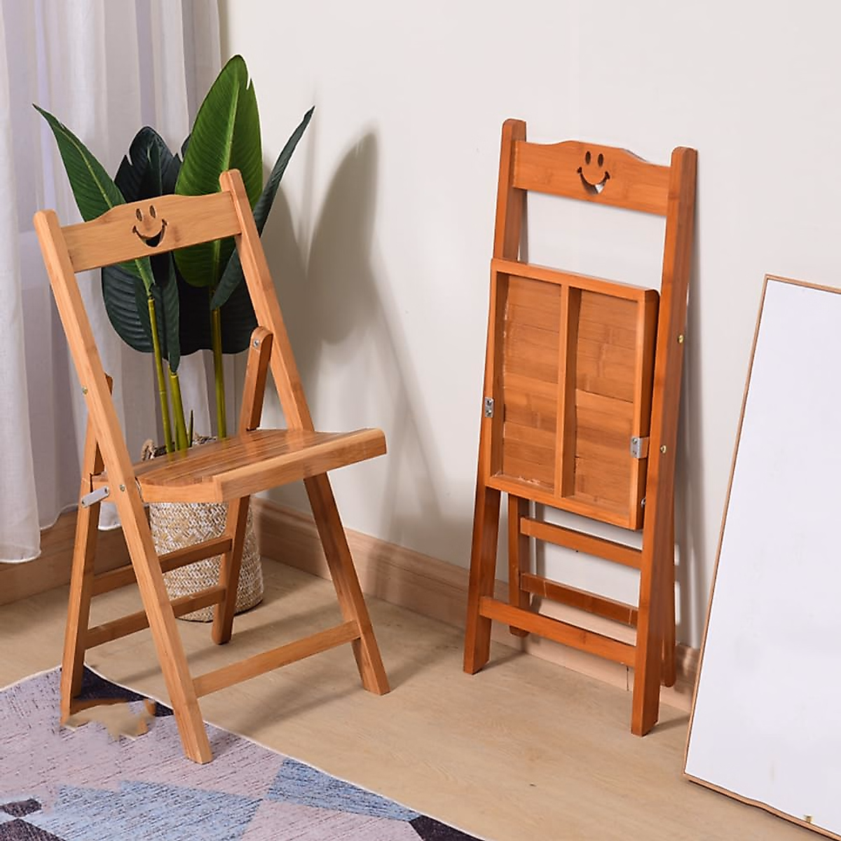 RZGZKLSH Bamboo Folding Chair,Portable Folding Chair for Indoor and Outdoor Use,Suitable for Picnics,Camping,Outdoor Concerts,Easy to Carry and Store (Brown)