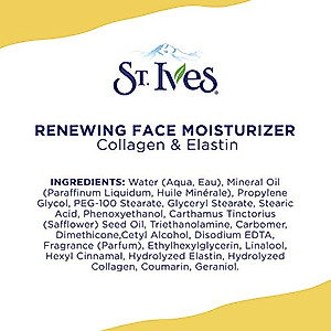 St. Ives Face Moisturizer Cream, Collagen and Elastin, Renewing Facial Moisturizer for Women, Paraben Free, Dermatologist Tested Daily Moisturizing for Dry Skin Cruelty Free, 10 oz, 4 Pack