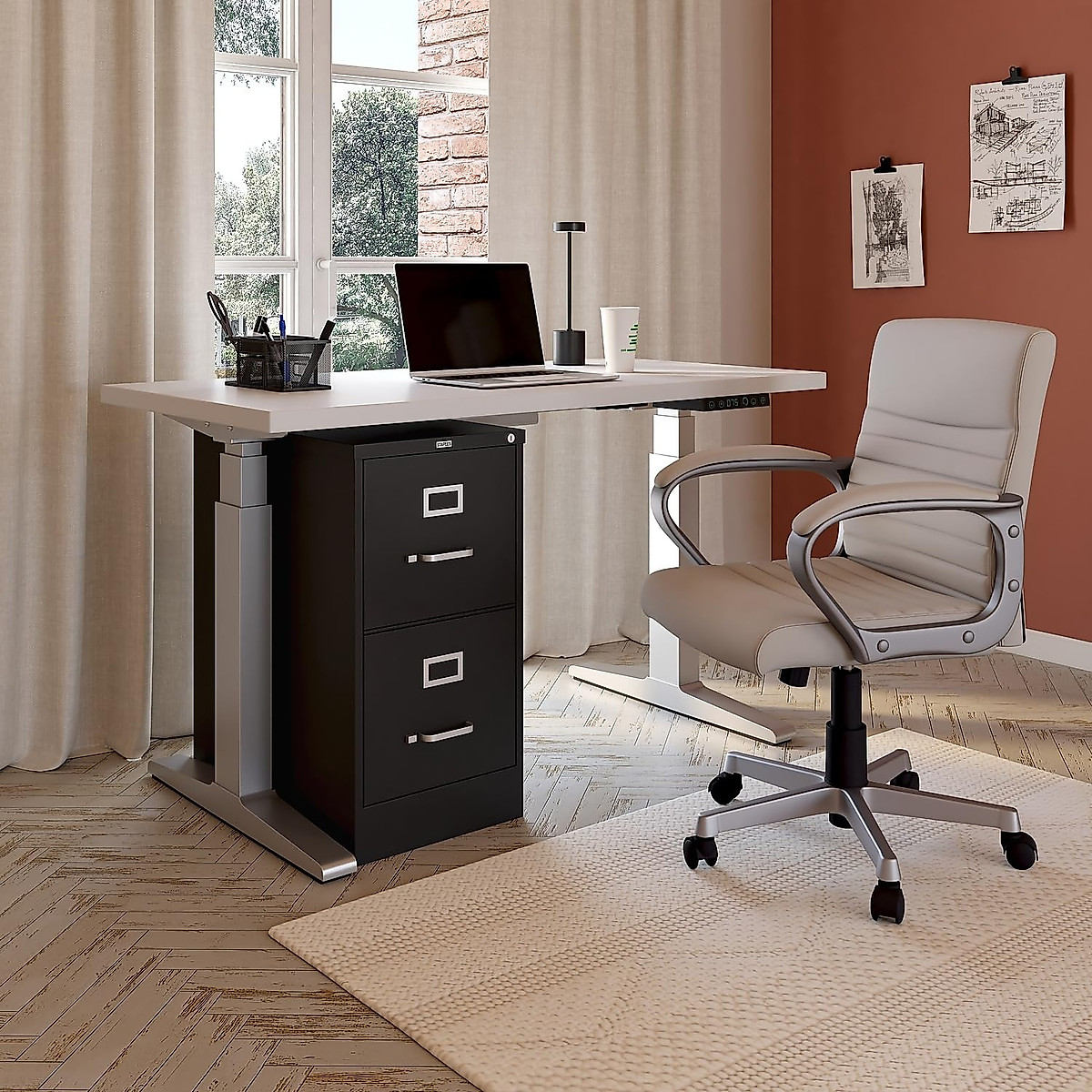 Staples 85988 2-Drawer Vertical File Cabinet Locking Letter Black 25-Inch D (25157D)