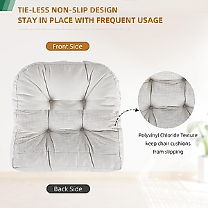 RACE LEAF 19" x 19" Patio Chair Cushions Beige - Outdoor/Indoor Tufted Memory Foam Chair Pads Set of 2, Water-Resistant Olefin Chair Seat Cushion Non-Slip Backing