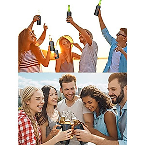 4 in 1 Insulated Slim Can Cooler with lid for 12 Oz Tall Skinny Can, Regular Can, Beer Bottle - Stainless Steel Double Walled Can Insulator Beer Coozy for Cans Koozie Coozies (Glitzy Black)