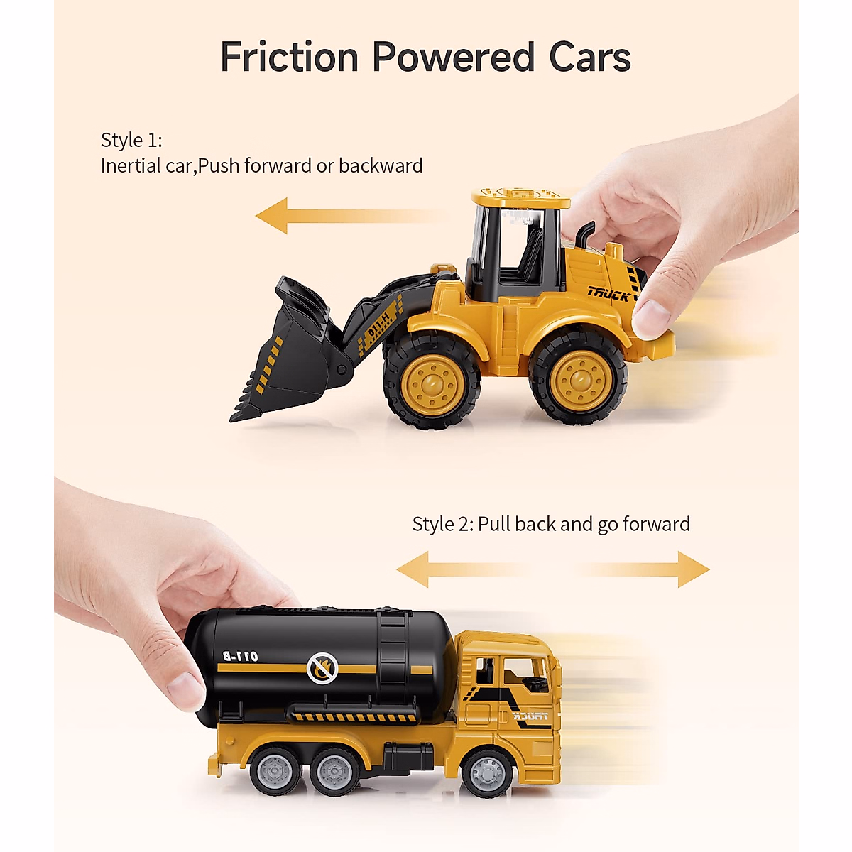 Geyiie Construction Trucks Toys, Kids Construction Vehicles Site, Sandbox Toys Playset for Boys Girls, Pull Back Cars Excavator Tractor Bulldozer Gifts for Party Favor