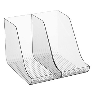 mDesign Plastic Divided Beverage Storage, Can Dispenser Holder for Kitchen, Refrigerator, Fridge, Pantry; Organizer for Soda, Pop, Drinks, Beer; Holds 24-26 Cans, Ligne Collection - Clear