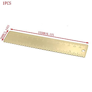 Mewutal Brass Ruler Gold Measuring Tool with Two Units of Measurement (CM/in) Retro Bookmark for Students Math Painting (15CM/5.9IN)