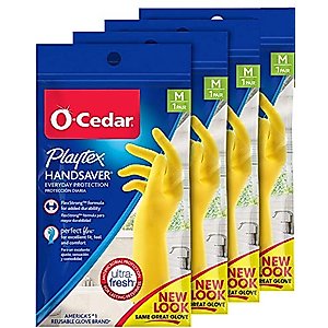 Playtex Living Reuseable Rubber Cleaning Gloves (Large, 4 Pairs), Premium Protection Reusable Household Gloves