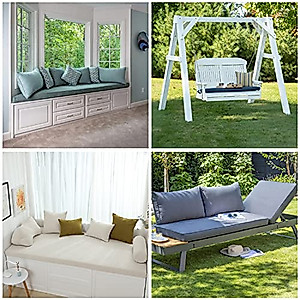 Kimgull Custom Size Bench Cushion/Bay Window Seat Pads, 1.18/1.97/3.15/4IN Thick Soft Garden Bench Cushion, Outdoor Washable Sofa Cushion, Non Slip Seat Mat for Patio Swing Bench (Thickness 1.97IN)