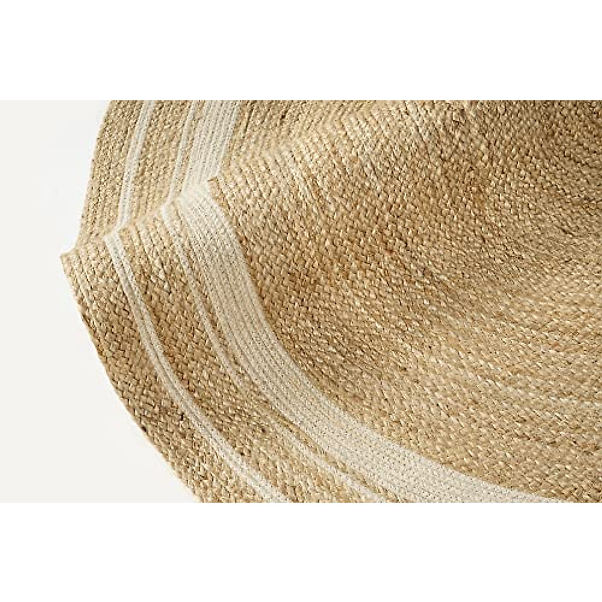 GRUHUM Jute Cotton Area Rug 4ft - Natural Fiber Round Handmade Boho Farmhouse Jute Area Rug Soft Braided Rustic Vintage Reversible Rug for Indoor Kitchen Bedroom Living Room Hallways Enterway