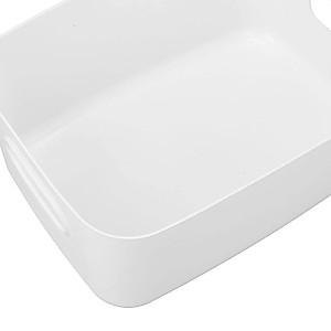Plastic Basket, Large Capacity Multi Use Storage Basket Rectangular Cabinet Organizer with Handle for Home Office Organization and Storage White