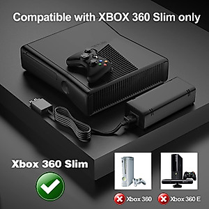 Puning Power Supply Replacement for Xbox 360 Slim Power Supply,Upgraded AC Adapter Power Supply[Advanced Quiet Edition] with Cooling Fan Compatible with Xbox 360 Slim Console(Black)