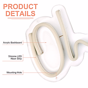 Oh Baby Neon Sign for Wall Decor,23.6x11.8 inch Dimmable Switch Warm White Art Signs Led Neon Light for Baby Shower Decorations, Engagement Party, Birthday Party, Bar, Wedding House, Kid's Room