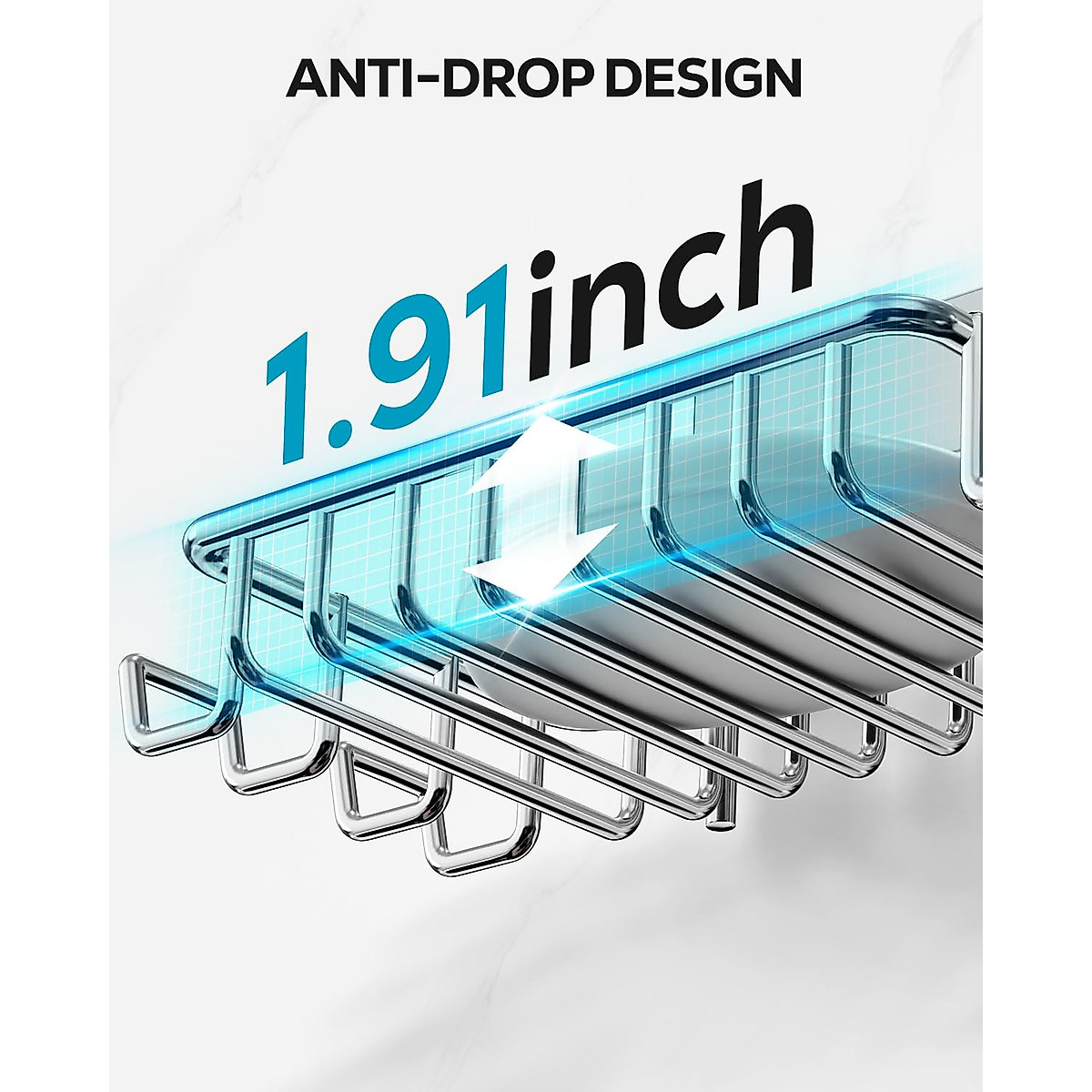 Nieifi Bar Soap Holder for Shower Wall with 4 Hooks, Stainless Steel Adhesive Soap Dish for Bathroom, Silver