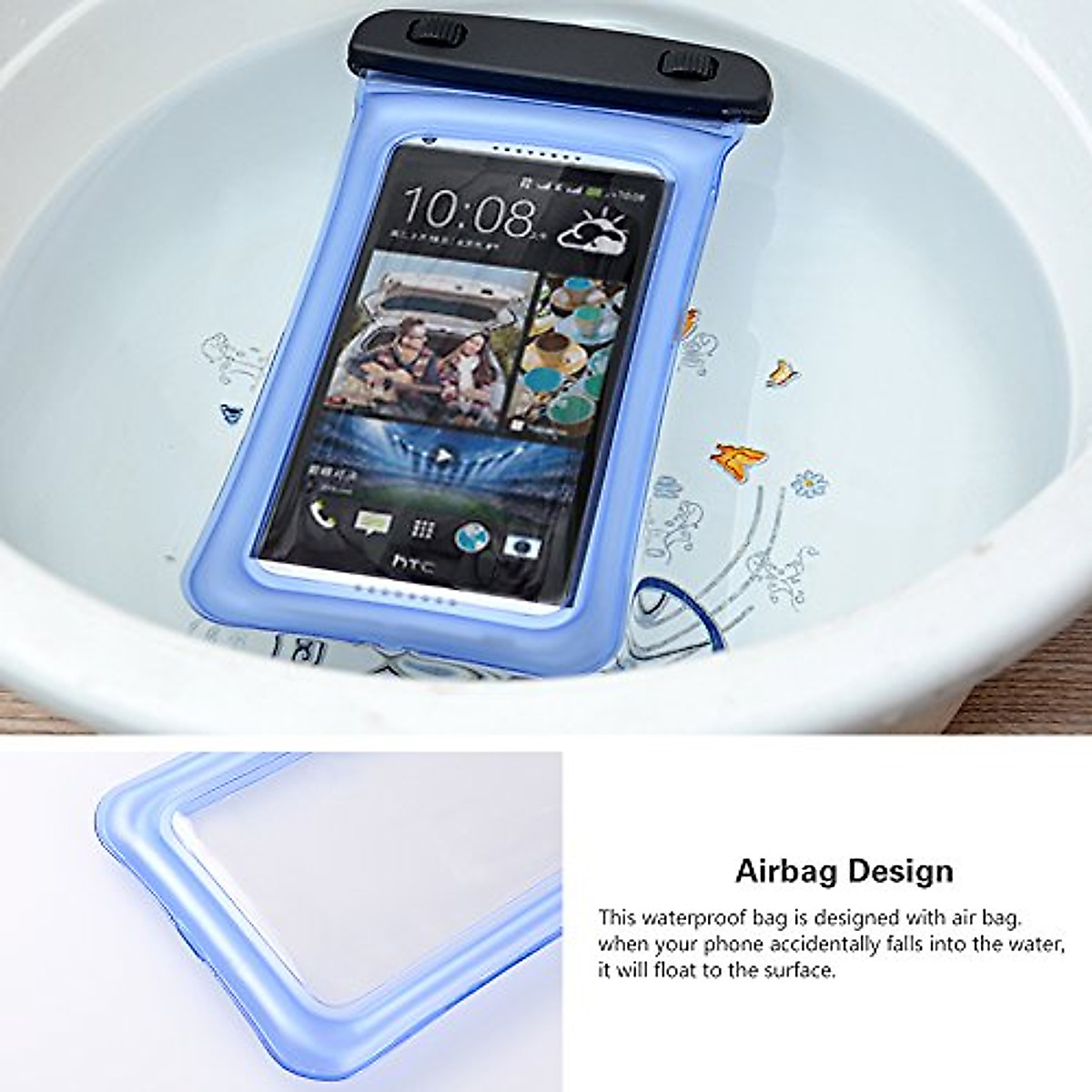Floating Waterproof Pouch for Samsung Galaxy Note 20 Ultra S20 S21 S22 S23 Ultra S21+ S20 Plus S21 FE Note 10 Plus Lite 9 S10 Plus A53 5G, A13 5G, A52 5G, A42 5G Underwater Phone Case Dry Bag Black