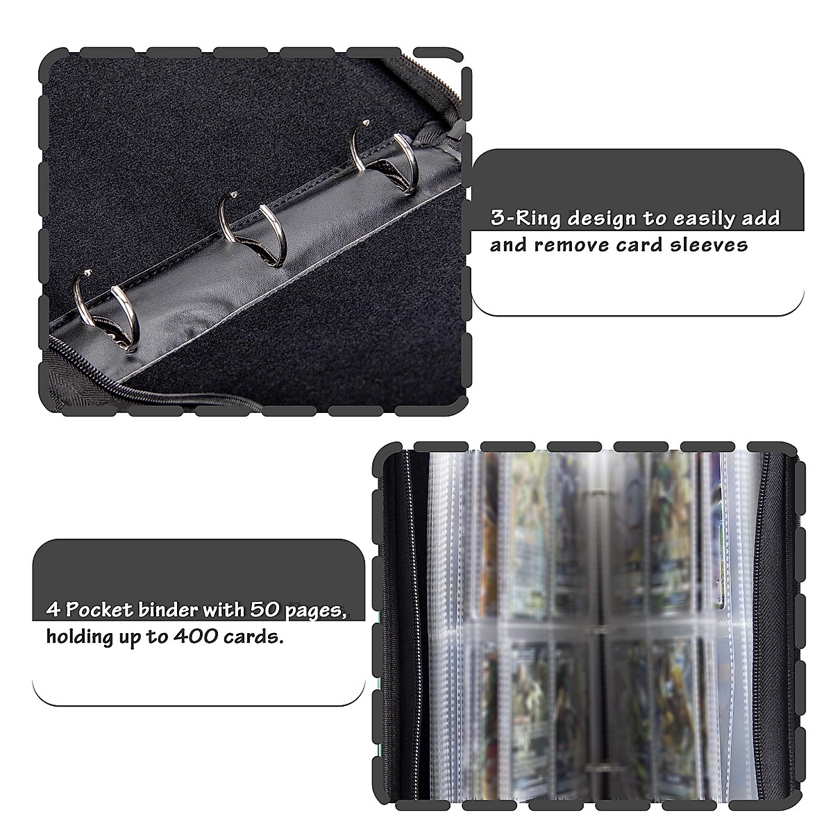 CLOVERCAT 4 Pocket Sports Card Binder Parent (4 Pocket, 400 Cards, Multi Sports, Brown)