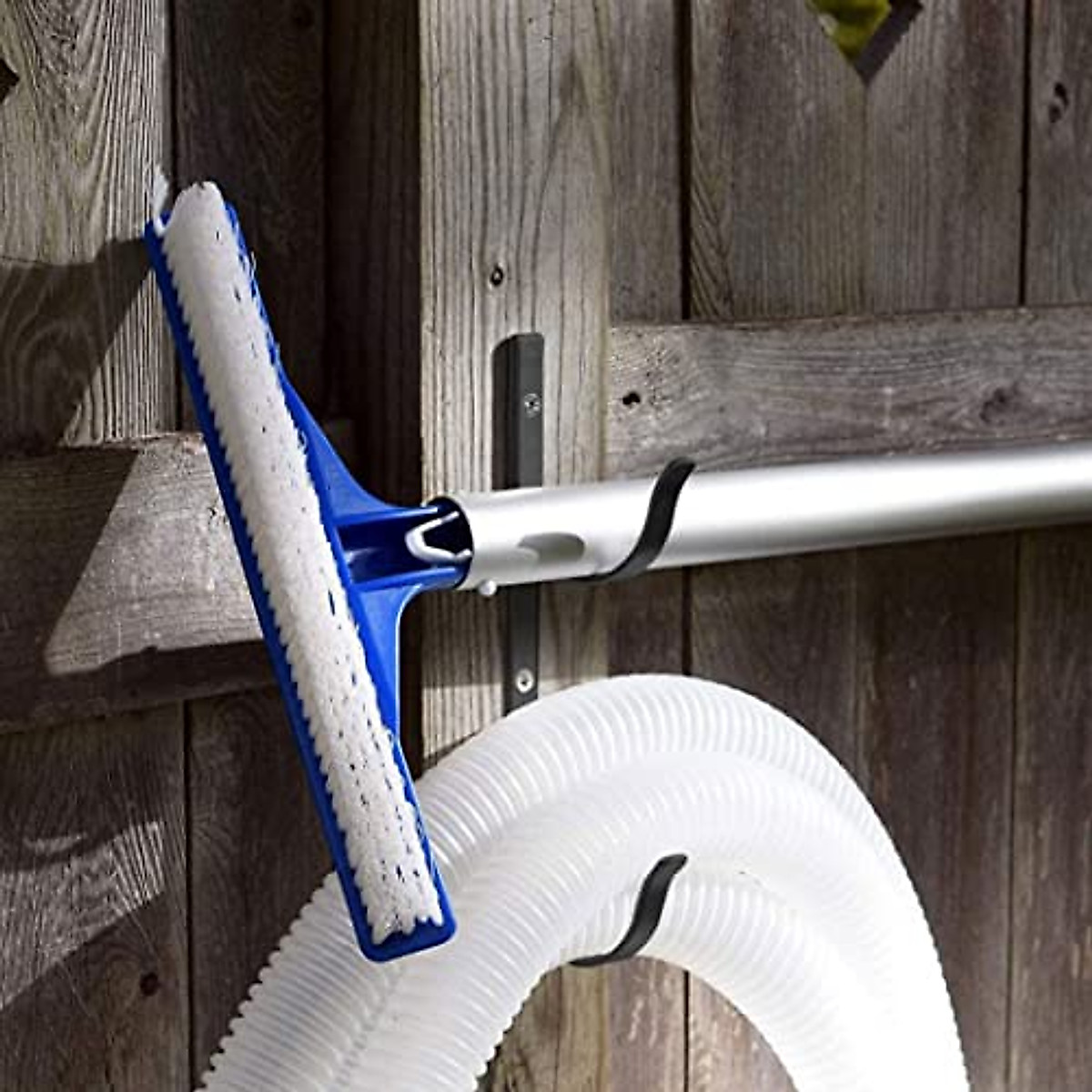 Pool Pole Hanger Aluminum Alloy Brushes Hooks Garden Tool Hooks Swimming Pool Pole Hanger Telescopic Poles Holder Swimming Accessories - Black 4PCS.