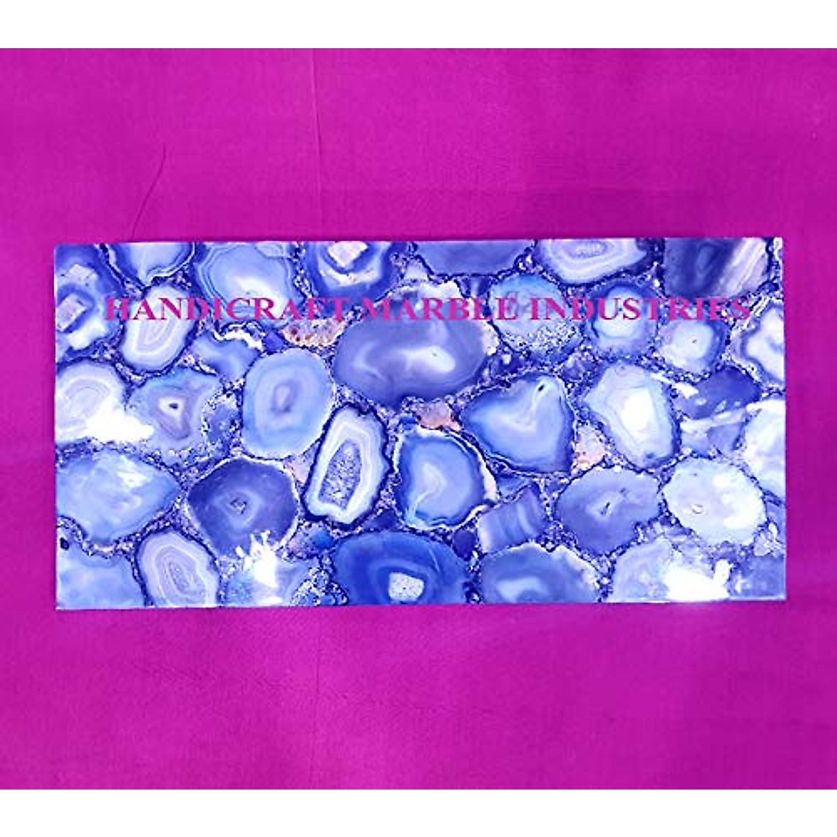 Blue Agate Table Top/Back splash, 24 x 18 Inch, Customize Size, Counter Top Blue Agate Rectangle Table, Rectangular Agate Table