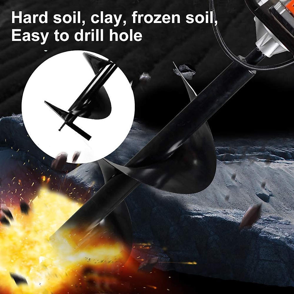 DC House 63CC Heavy Duty Gas Powered Post Hole Digger with 4pcs Earth Auger Drill Bits 4"6"8''12''Bits & Extensions Rods,Multiple Package