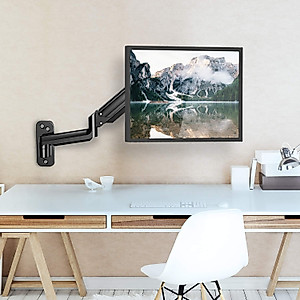 HUANUO Single Monitor Wall Mount for 13 to 32 Inch Computer Screen, Monitor Wall Mount Arm Holds up to 17.6lbs, Height Adjustable Full Motion Gas Springcore Wall Monitor Mount-VESA Mount 75x75,100x100