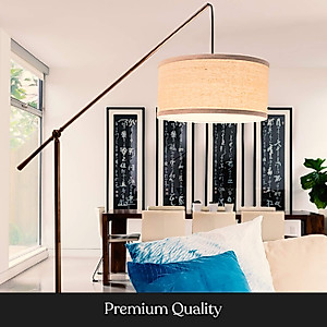 Brightech Hudson 2 - LED Floor lamp, Tall Lamp with Sturdy Base, Contemporary Arc Lamp for Living Rooms & Offices, Great Living Room Décor, Mid Century Modern Lamp for Bedroom - Rubbed Bronze