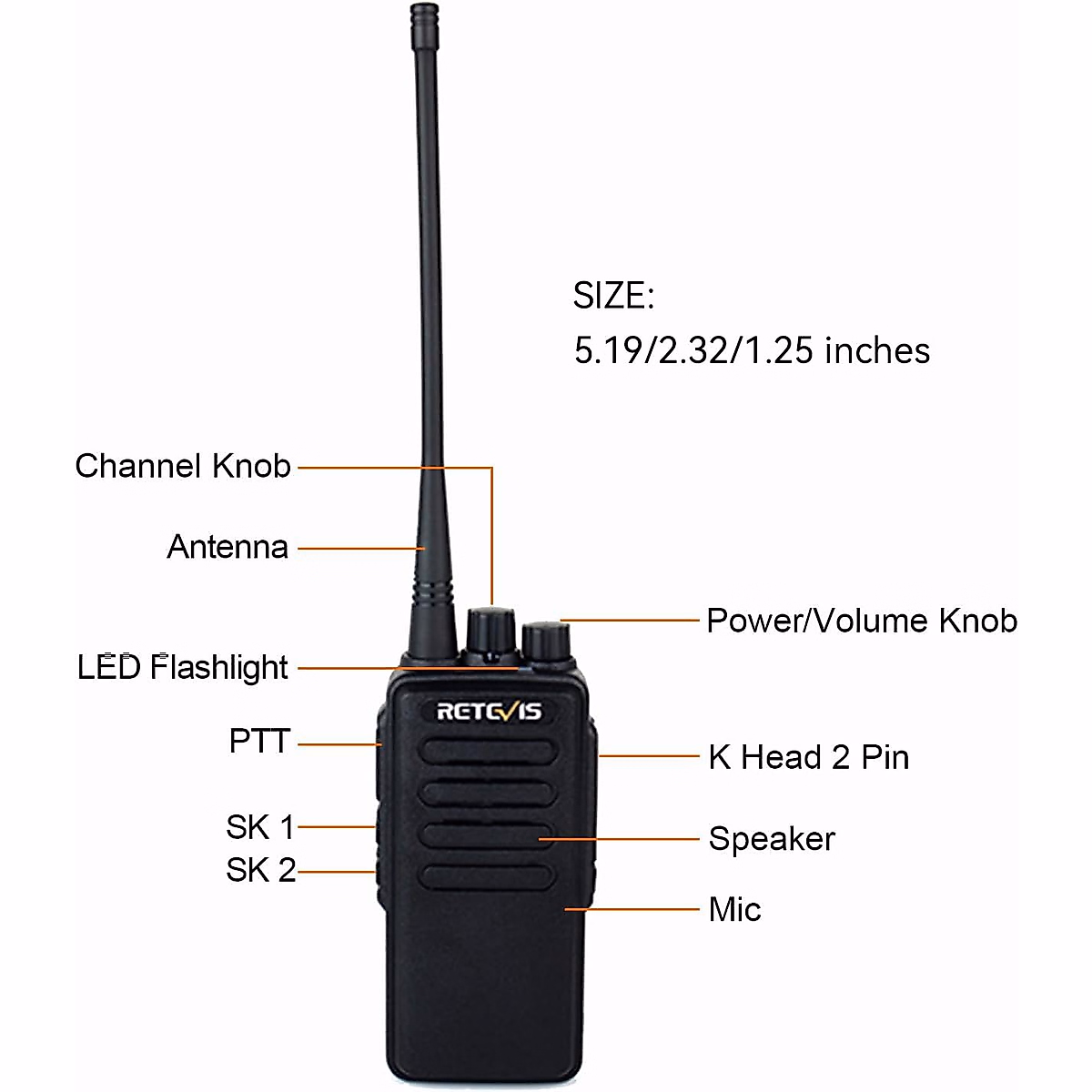 Retevis RT1 Long Range Walkie Talkies,High Power 2 Way Radio with 3000mAh Rechargeable,Emergency Alarm Walkie Talkie for Hunting(2 Pack)