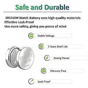 KaPonsec 20Packs SR521SW 379 LR521 AG0 1.5V Button Coin Cell Watch Battery