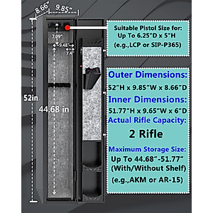 KAER Gun Safes Rifle Digital Quick Access Firearm Safe with 180-Degree Full Access Door and Removable Shelf for 2 Home Rifles with Pistols Rack