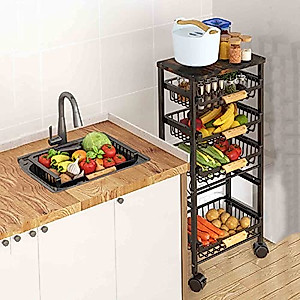 Household Vegetable Storage Trolley, Large Storage Multi-Layer Kitchen Gap Storage Basket, for Bathroom Bedroom,6 Tier